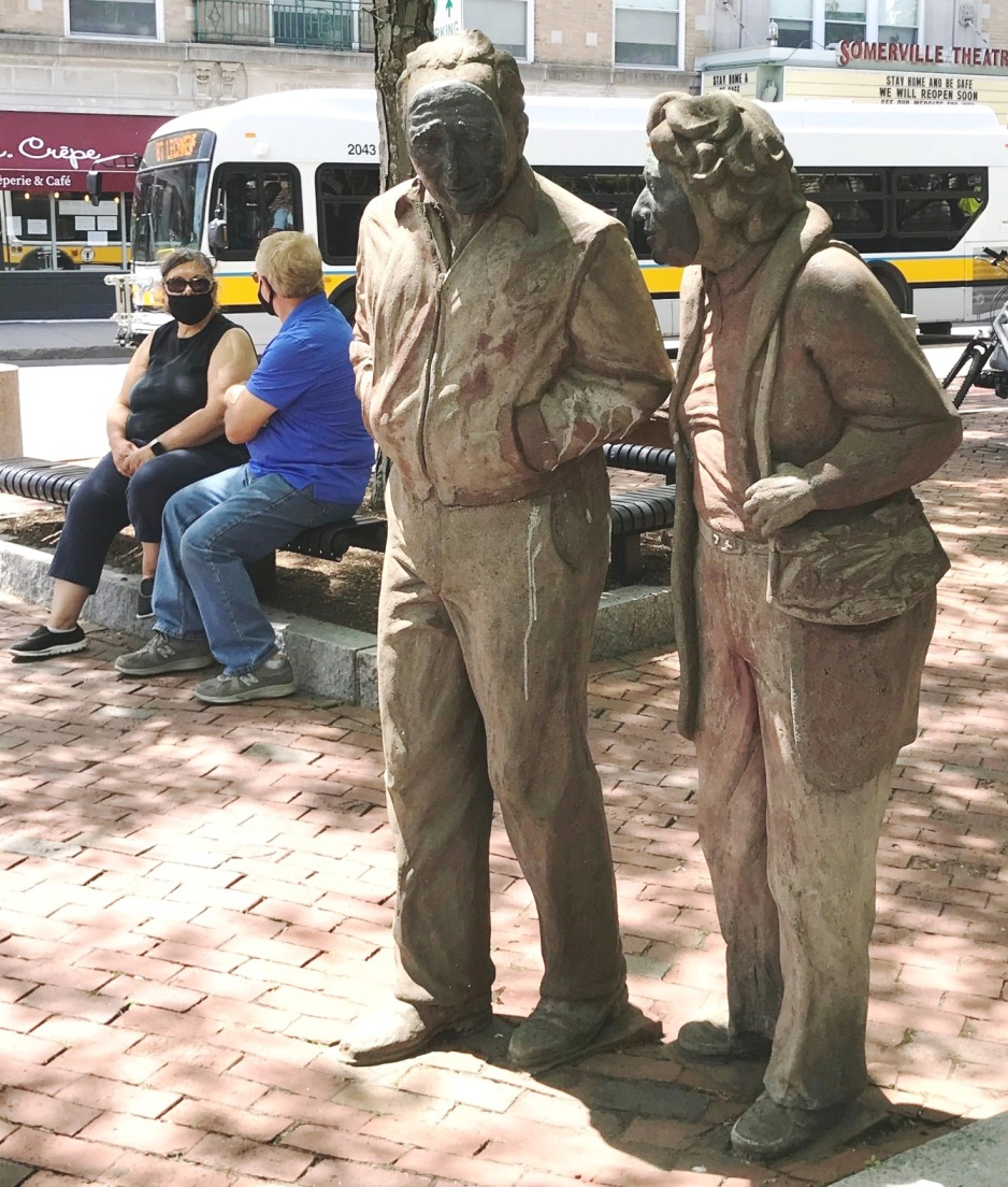 Ten Figures by Sculptor James Tyler Keep Masks on in Davis Square | Art ...